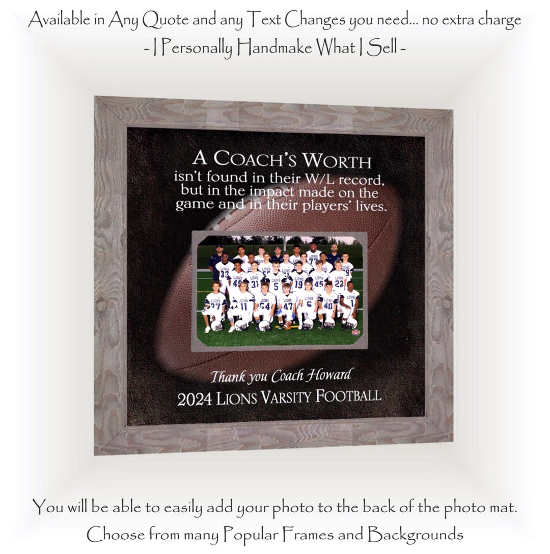 Custom Football Coach Photo Frame: Personalized ANY Sport Team Gift ...