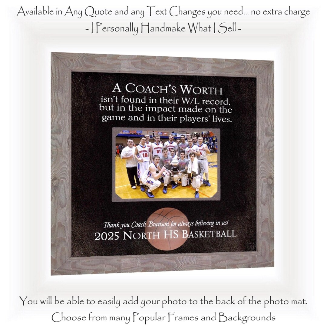 Basketball Coach Photo Frame Mat, Custom Team Design (12x12 Inches) - Etsy