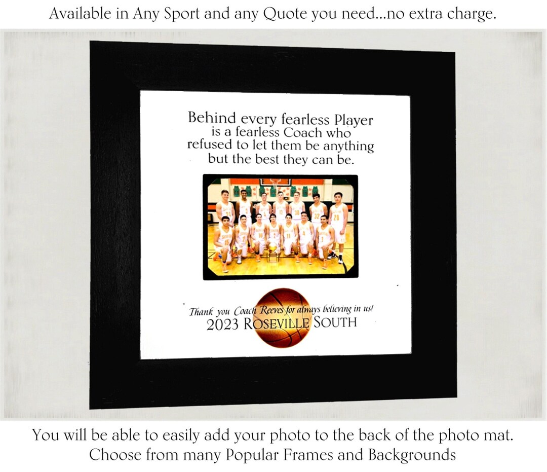 Custom Team Photo Frame for Basketball Coach, End of Season Gift ...