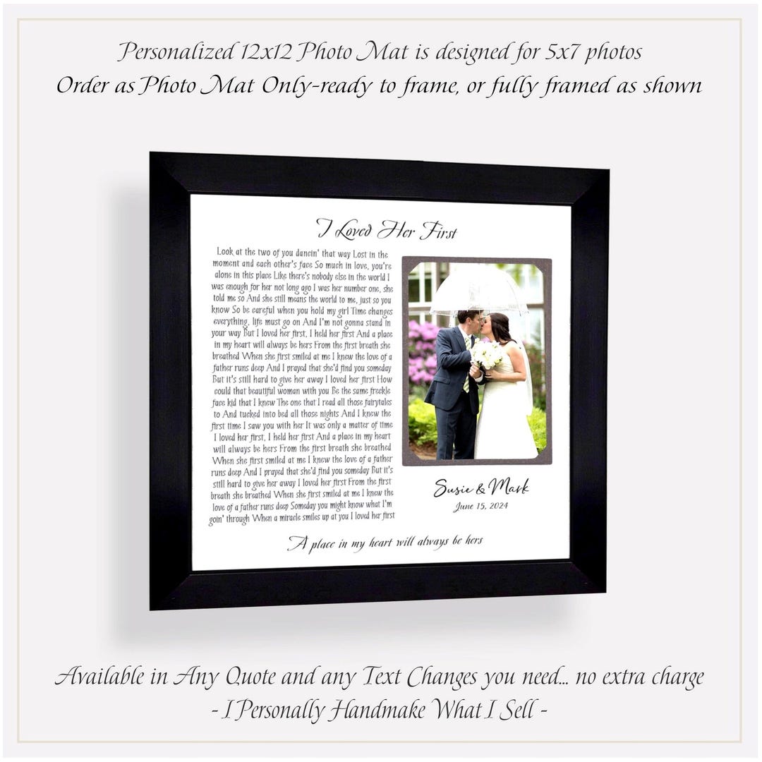 Wedding Song Lyrics Frame: Personalized Photo Gift (custom Made 12x12 ...