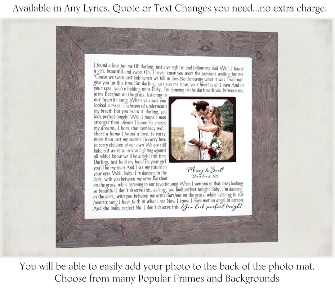 Custom Song Lyrics Photo Mat, Wedding First Dance Lyrics, Song Lyrics ...