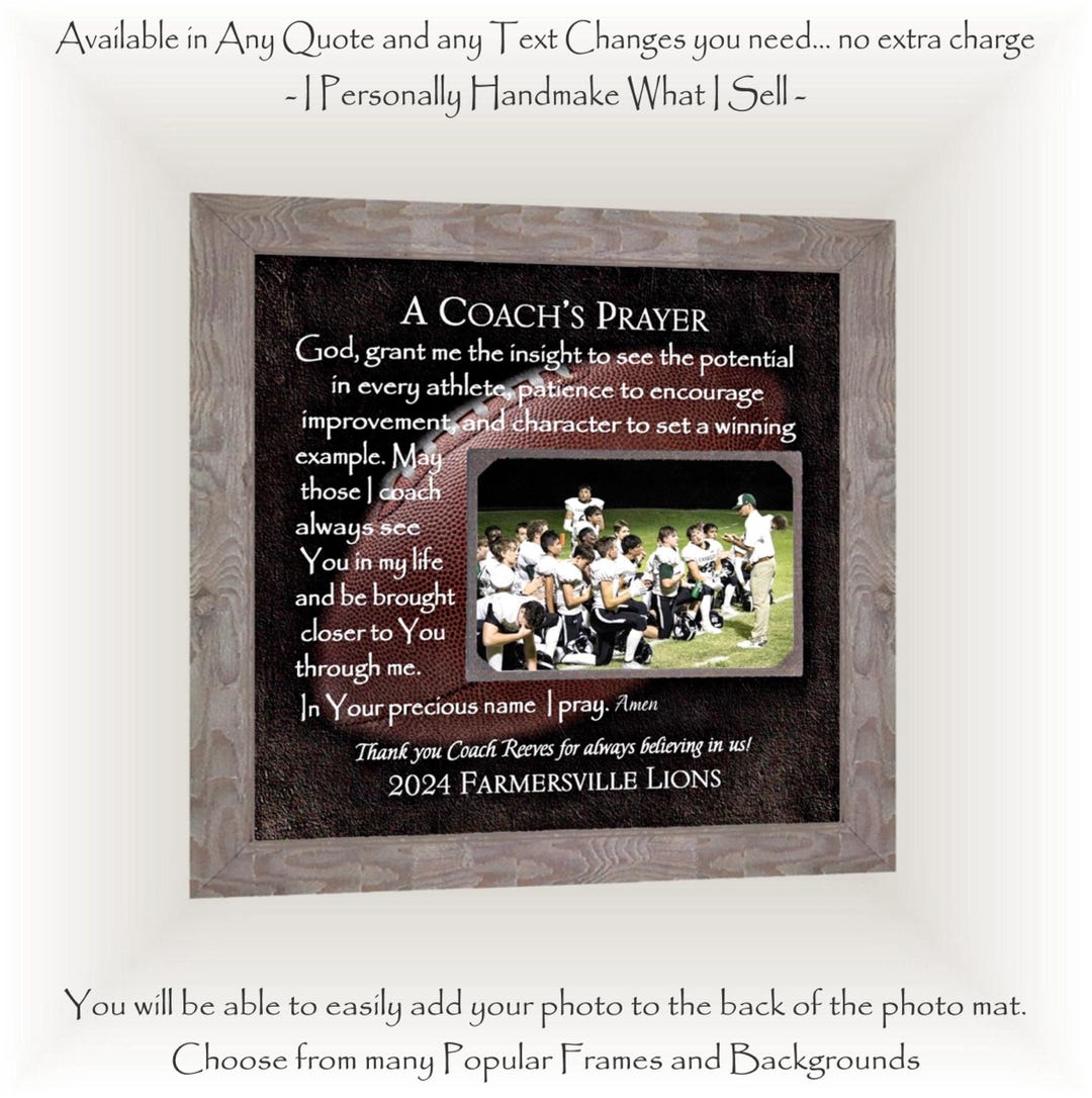Personalized Team Photo Frame for Football Coach Appreciation Gift, End ...