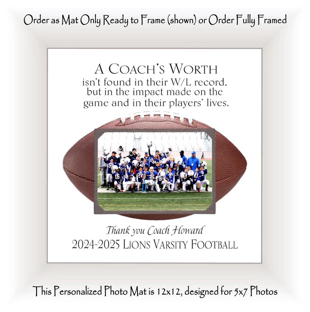 Personalized Football Coach Team Photo Thank You Gift, 12x12 Photo Mat ...