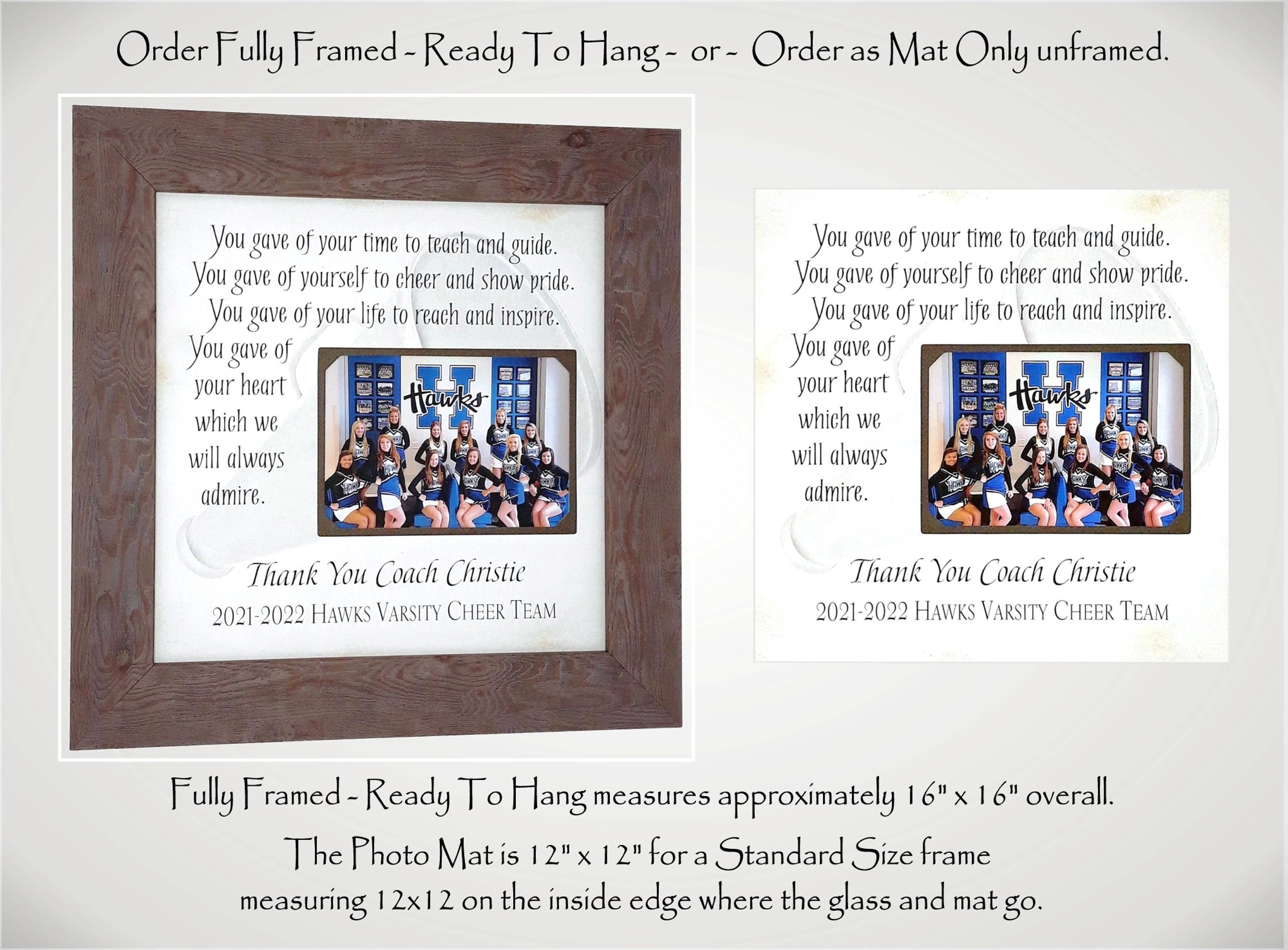Cheer Picture Frame Cheer Coach Gift Cheerleader Coach Gift Cheer Frame ...