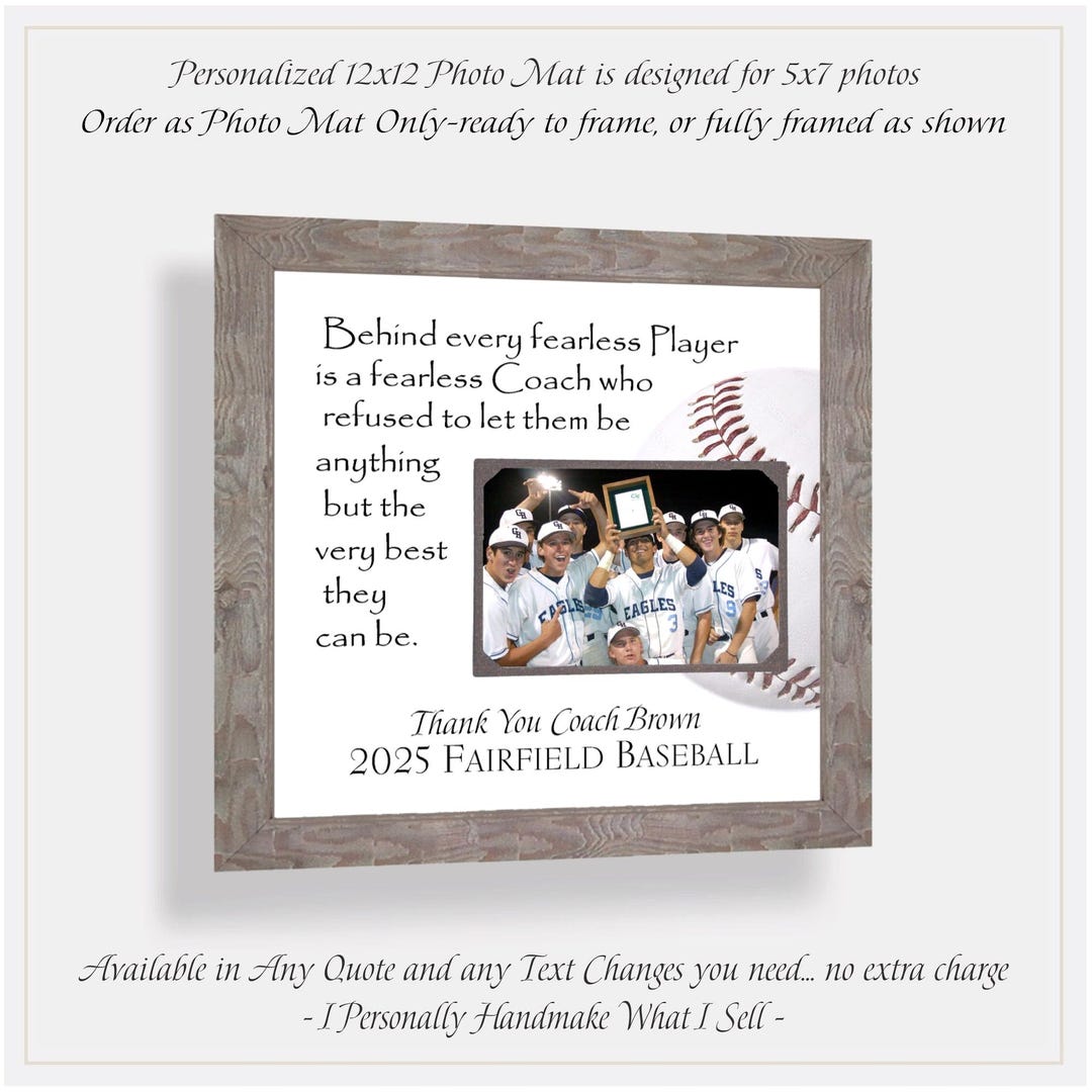 Custom Team Photo Frame for Baseball Coach, End of Season Appreciation ...