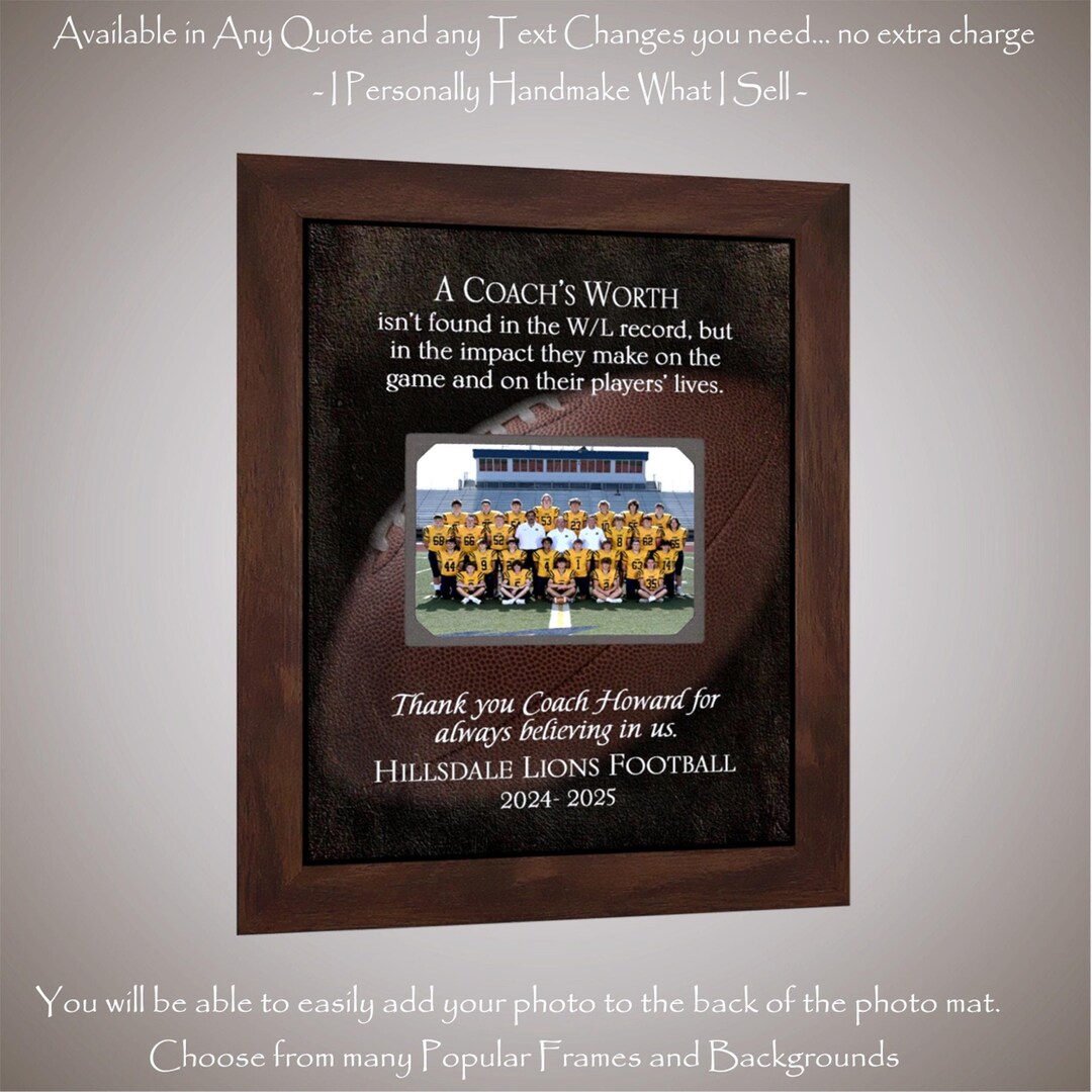 Personalized Coach Gift From Team Any Sport Any Quote Photo Picture ...
