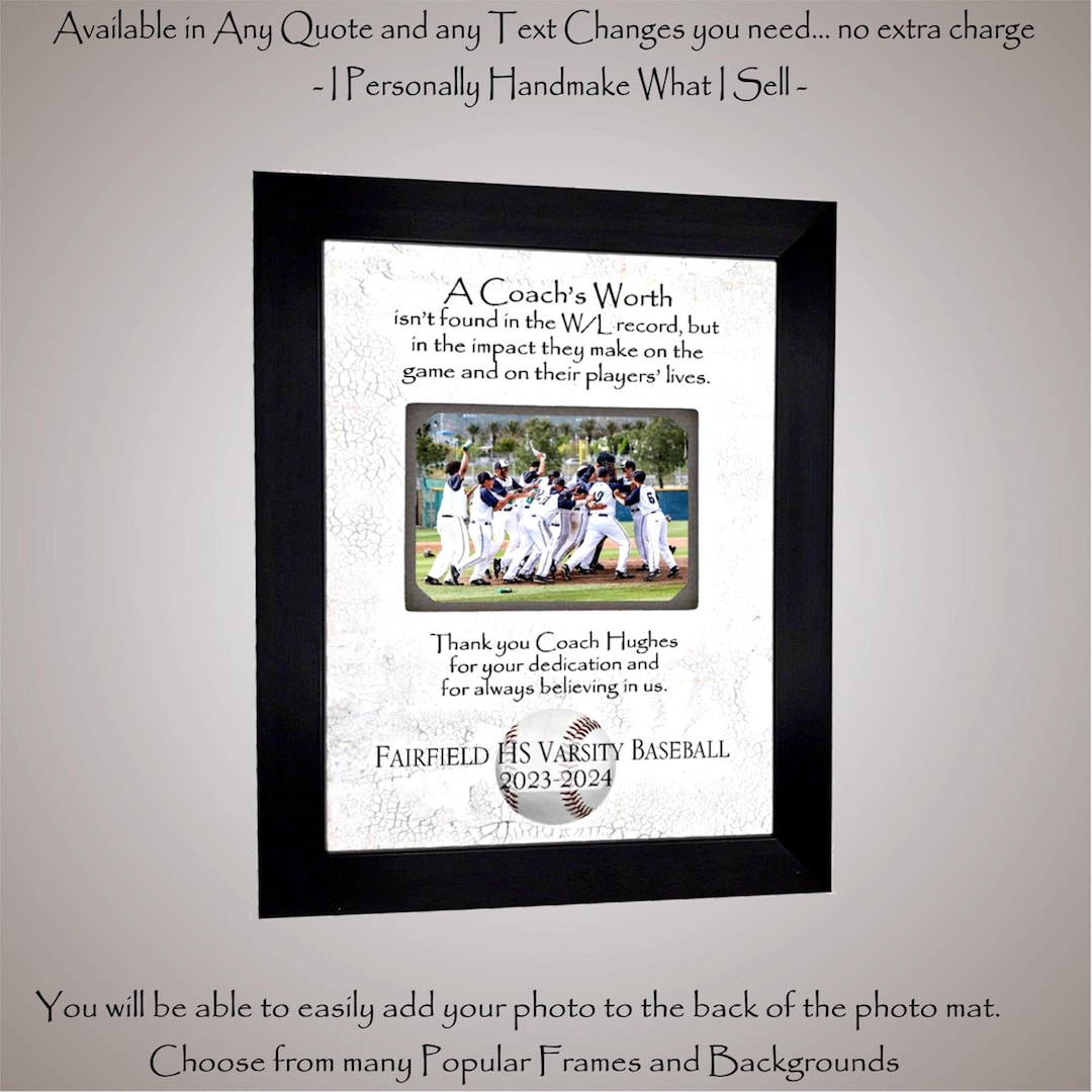 Customizable Baseball Coach Team Picture Frame 9x12 Mat Graduation Gift ...