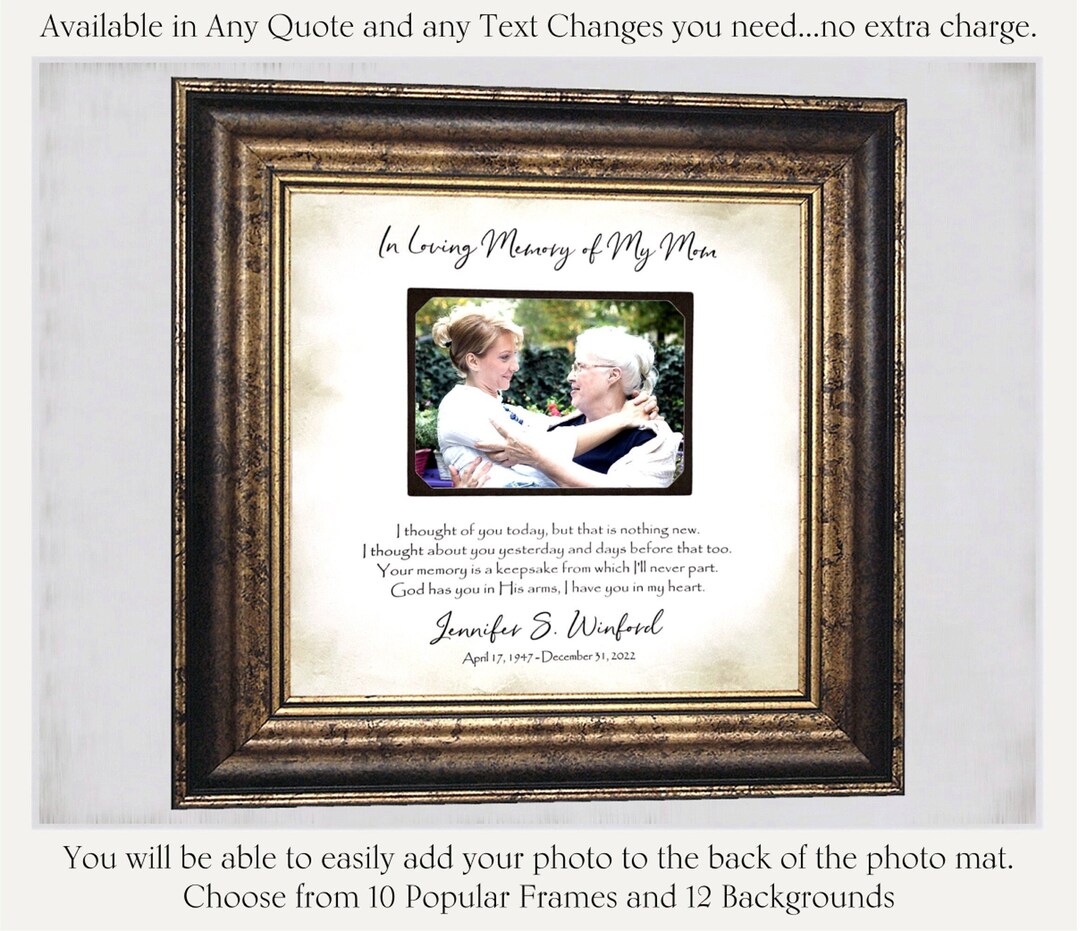 Personalized Memorial in Memory of Picture Frame Custom Photo Mat, in ...