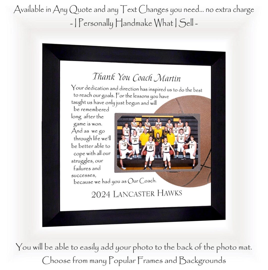 Personalized Basketball Team Photo Frame for Coach, Senior Night Thank ...