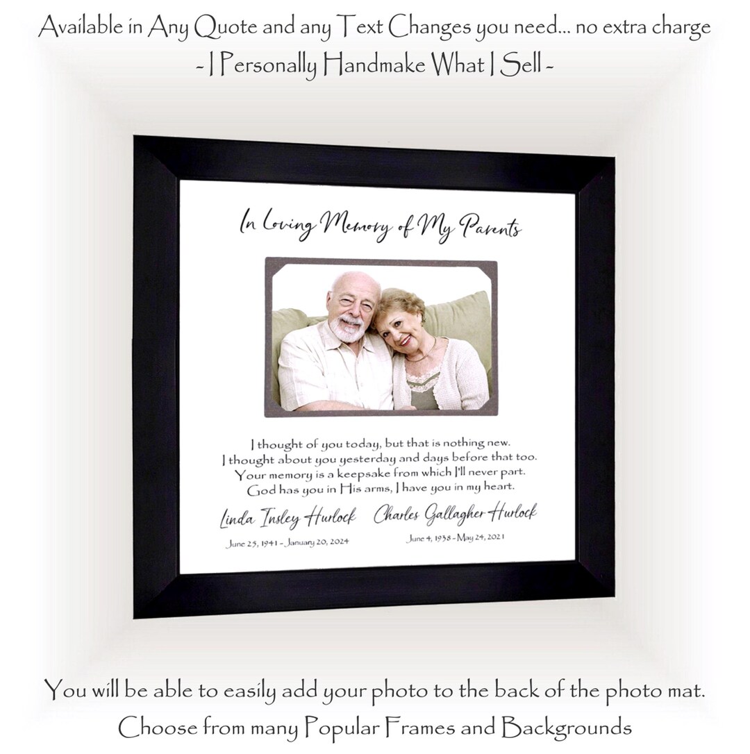 Elegant Personalized Memorial Picture Frame to Honor Loss of Loved Ones ...