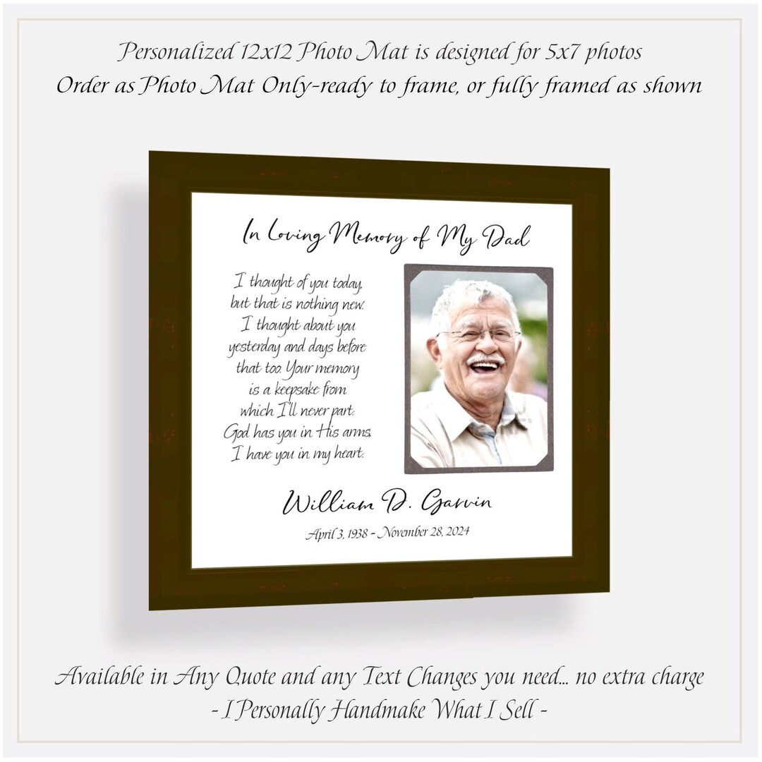 Personalized Memorial Picture Frame With Custom Photo Mat | Sympathy ...