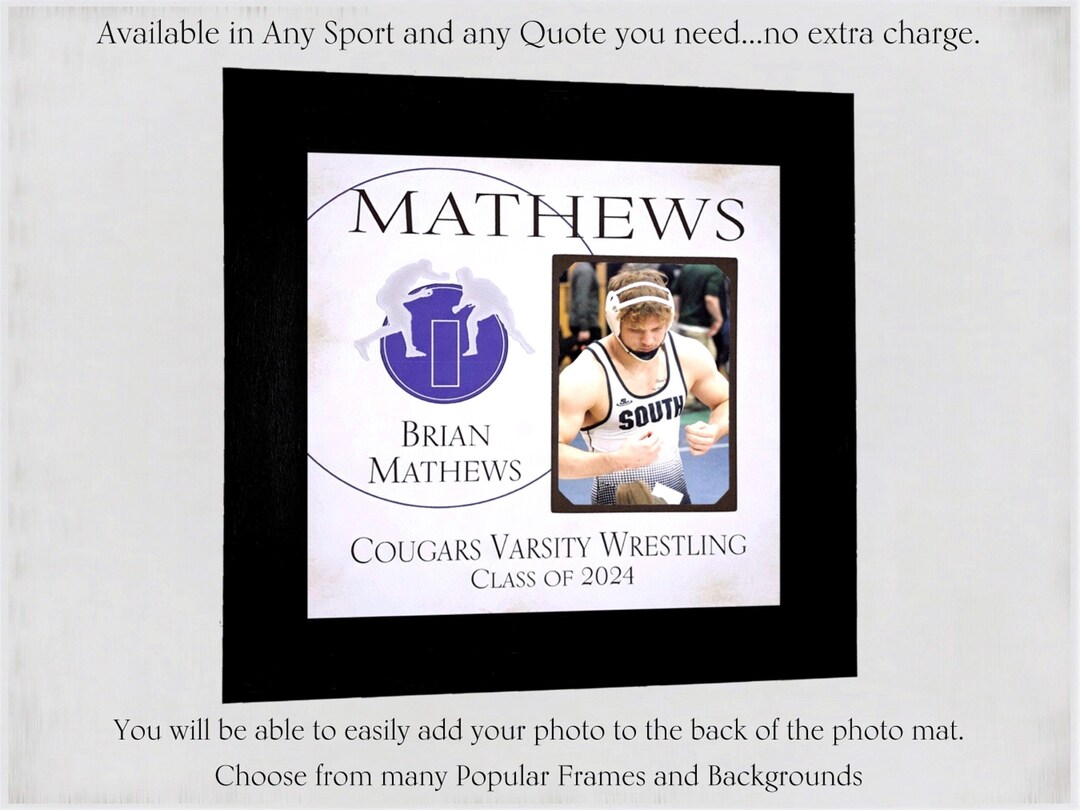 Custom Wrestling Photo Mat, Personalized Senior Night Wrestling Photo ...