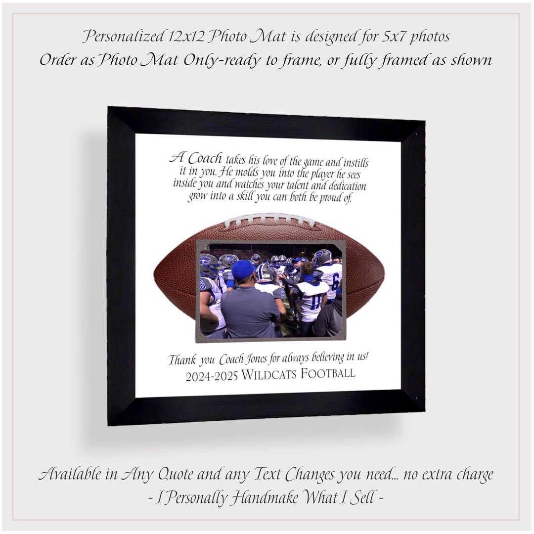 Personalized Football Coach Photo Frame – Team Gift, Sports Keepsake ...