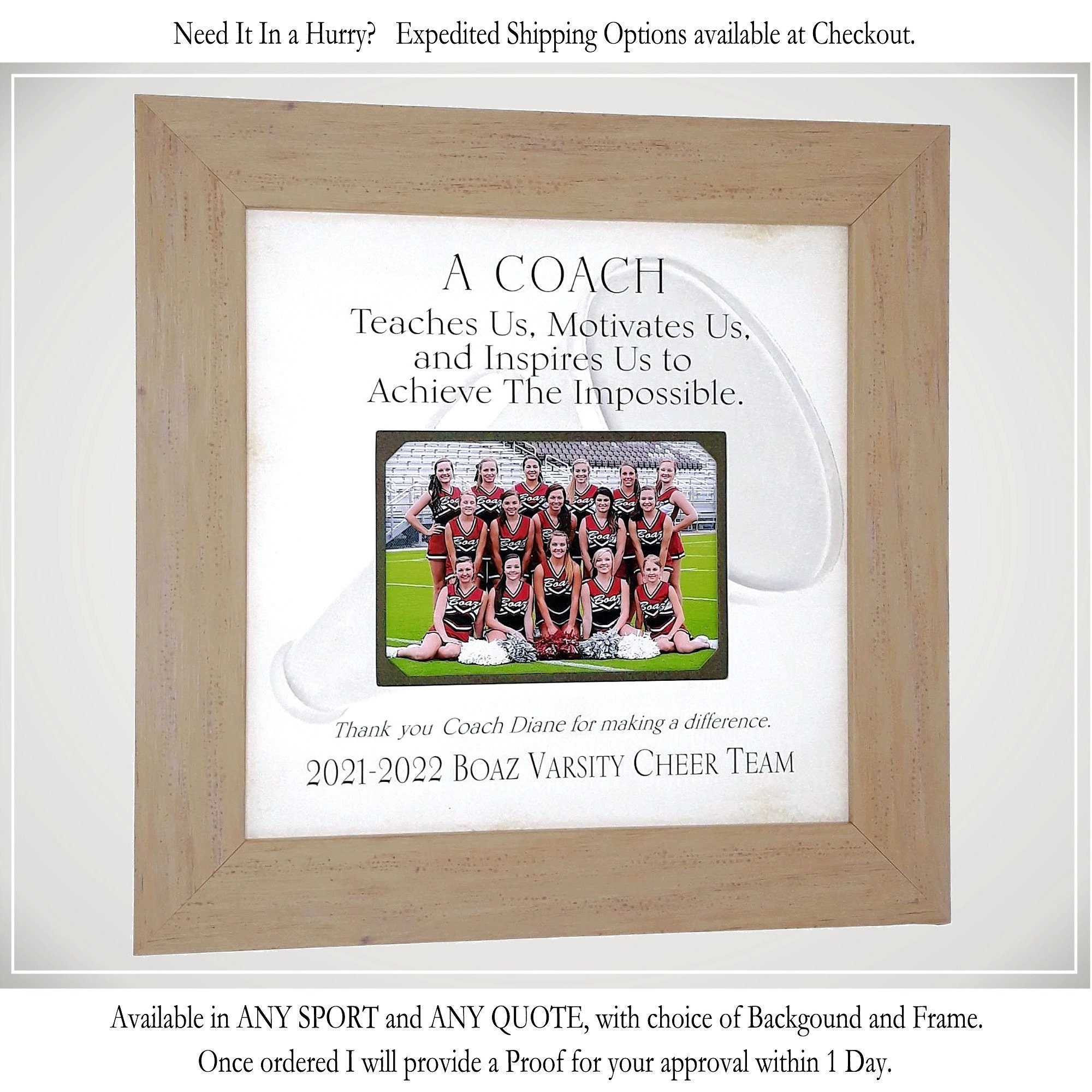 Cheer Picture Frame Cheer Coach Gift Cheerleader Coach Gift Cheer Frame ...