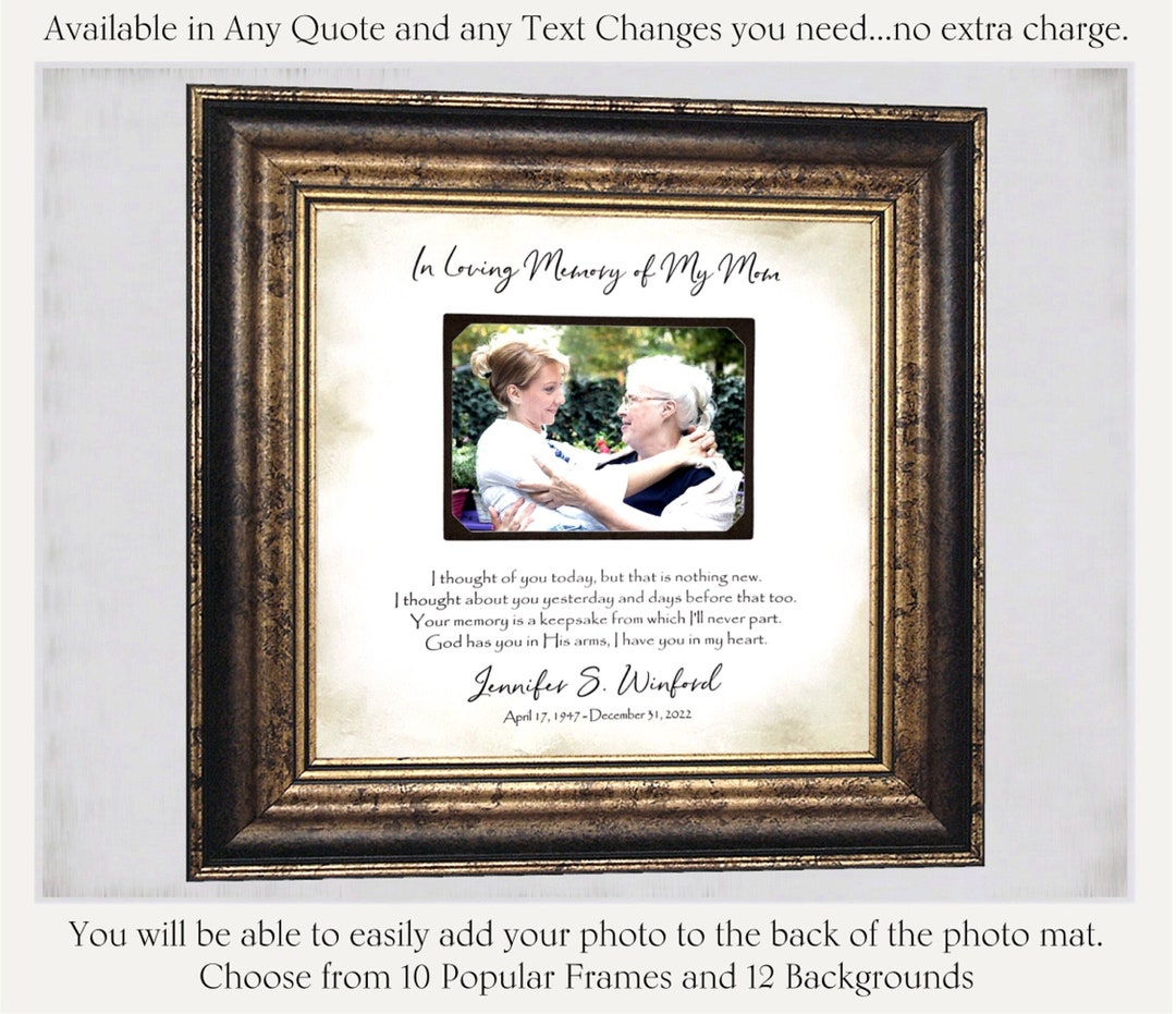Memorial Frame Gift, Remembrance Loss of a Parent Grandparent, in ...