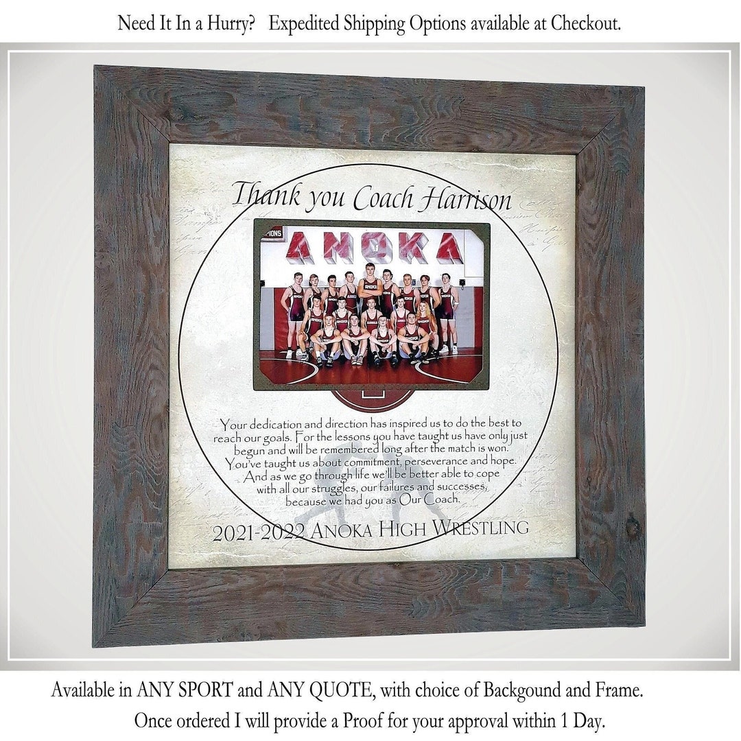 Personalized Wrestling Coach Frame, Wrestling Banquet, Wrestling Team ...