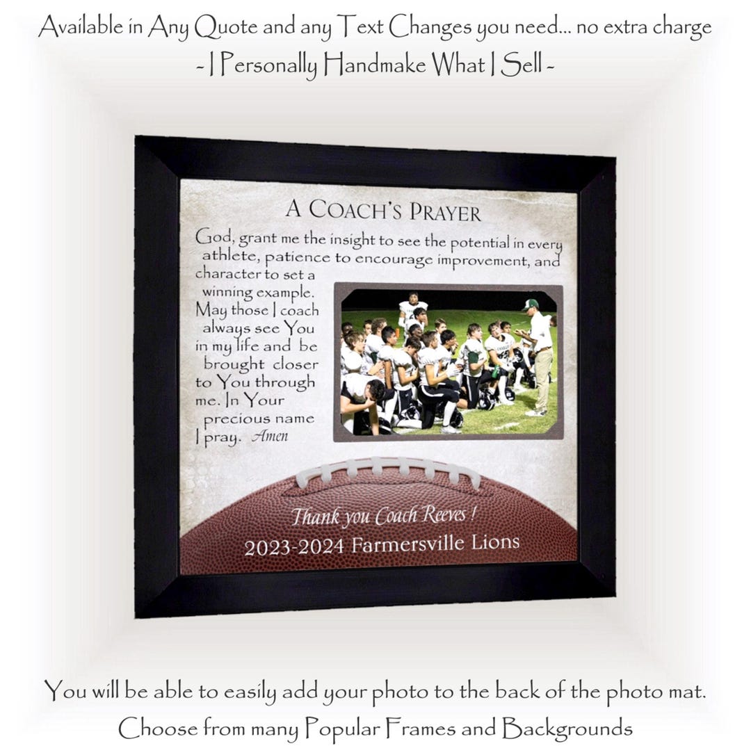 Personalized Football Coach Gift: Team Photo Frame, Custom Sports Decor ...