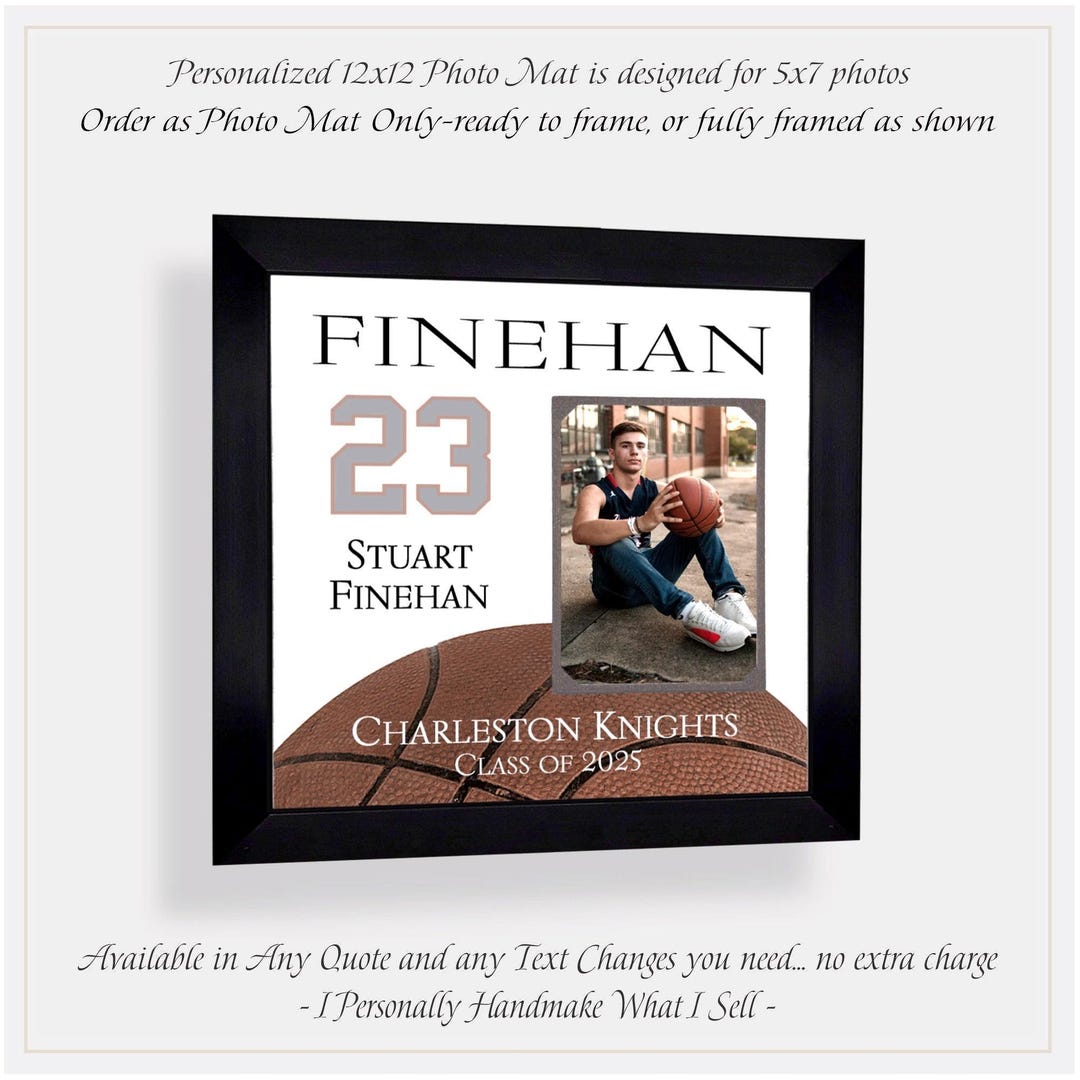 Basketball Graduation Keepsake, Personalized Photo Mat (fits 5x7 Photos ...
