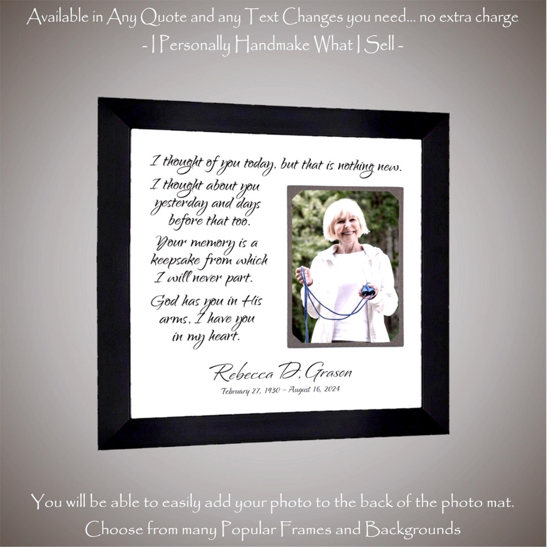 Personalized in Memory of Memorial Picture Frame, Custom Photo Mat ...