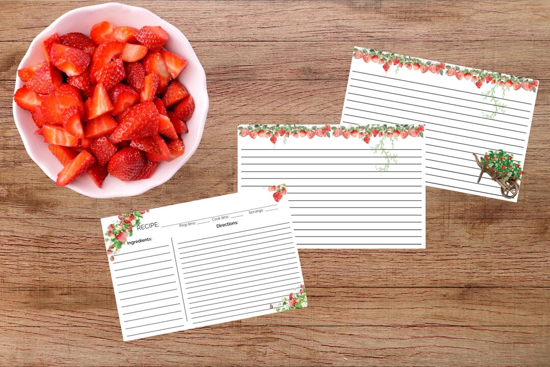 Blank Strawberry Recipe Card - Etsy
