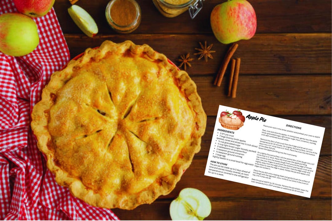Apple Pie Recipe Card - Etsy