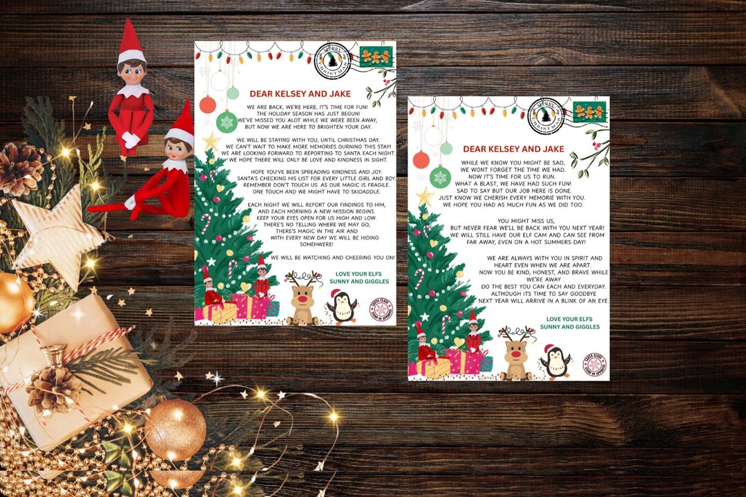 Elf Hello & Goodbye Letters, Boy and Girl, Original Elfs - Etsy