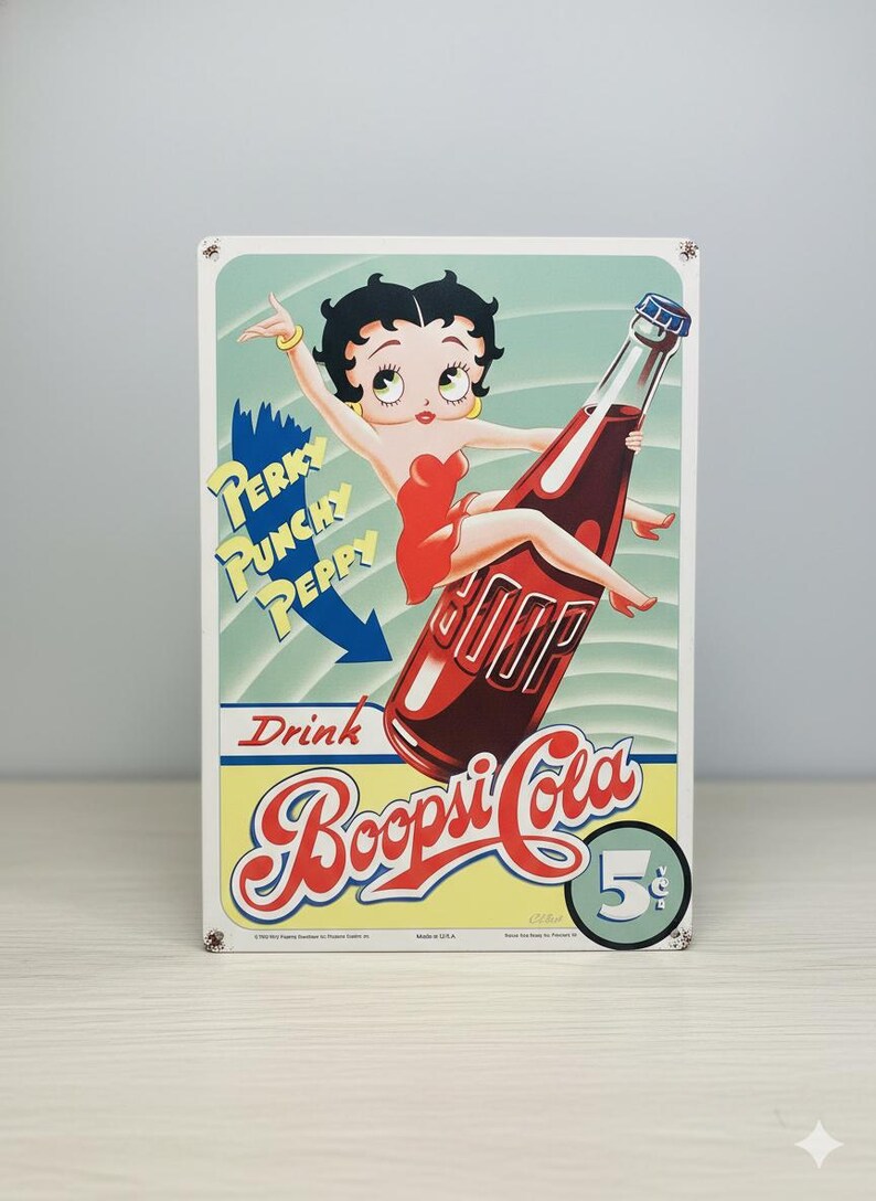 Vintage Collectible Betty Boop "drink Boopsi Cola" 1992 Tin Metal Sign ...