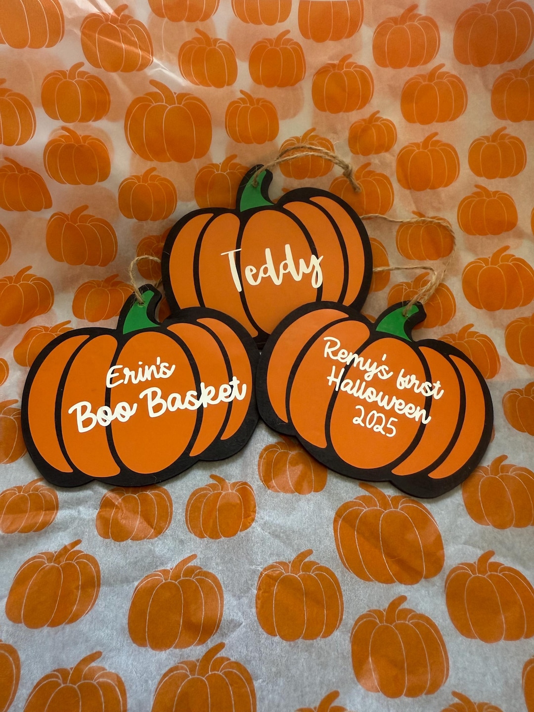 Personalized Pumpkin Name Tag: Halloween Boo Basket Decor - Etsy