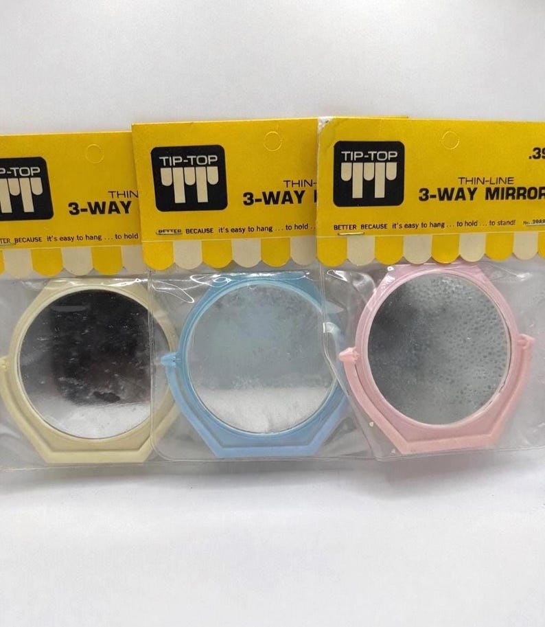 Vintage Tip-top Thin-line 3-way Pocket Mirror With Stand - Etsy