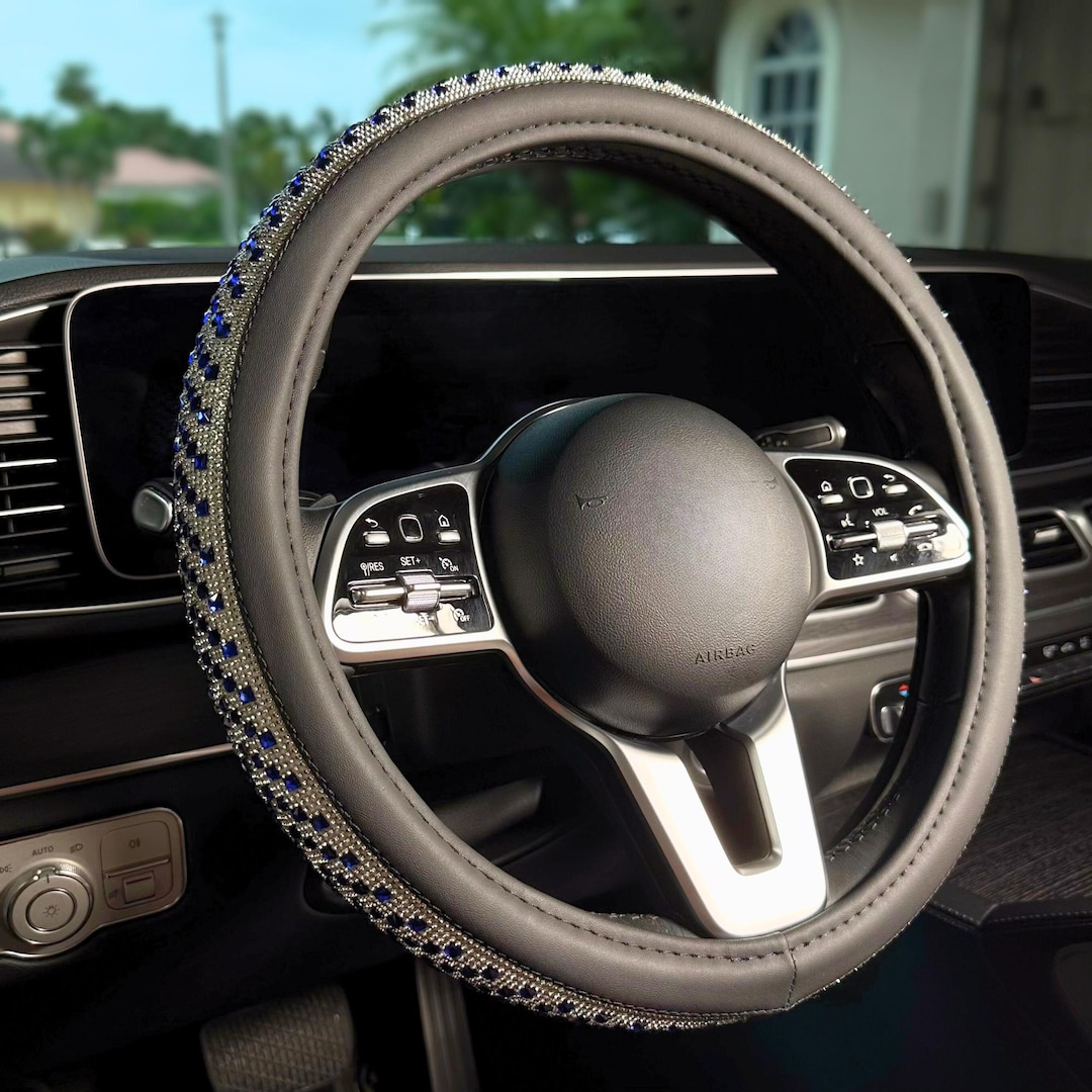 Rhinestone Steering Wheel Cover: PU Leather, Non-slip - 14.5-15 Inch - Etsy