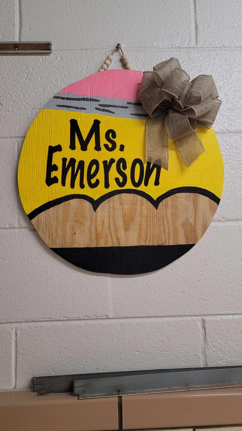 Painted Wooden Pencil Sign, With Teacher Name - Etsy