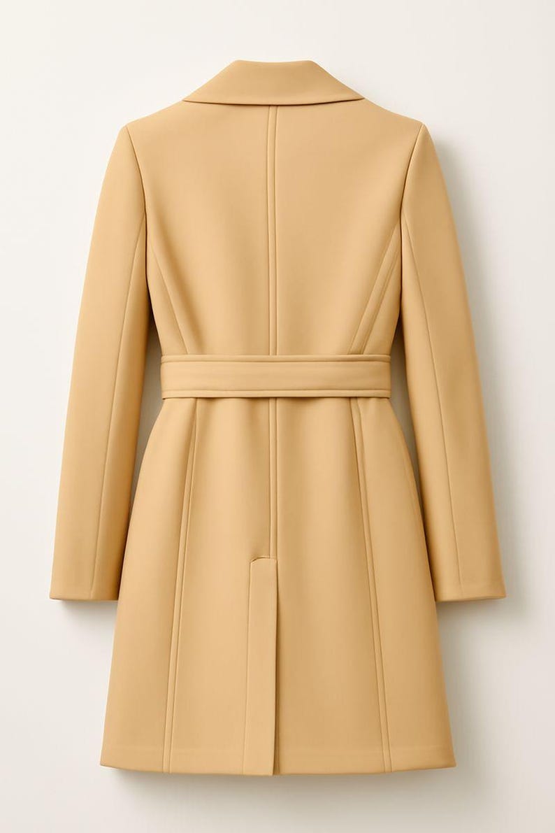 Elegant Beige Double-breasted Trench Coat – Belted Classic Outerwear - Etsy