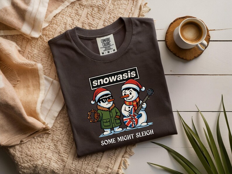Funny Christmas Sweatshirt SNOWASIS Some Might Sleigh Snowman Rock Band ...