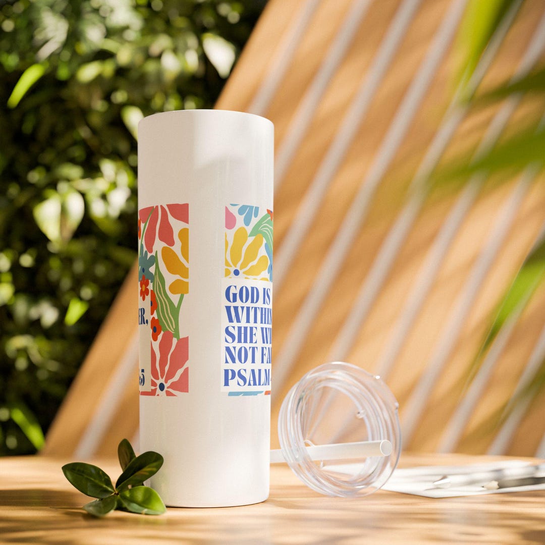 God is Within Her Psalm 46:5 Skinny Tumbler | 20oz Floral Christian ...