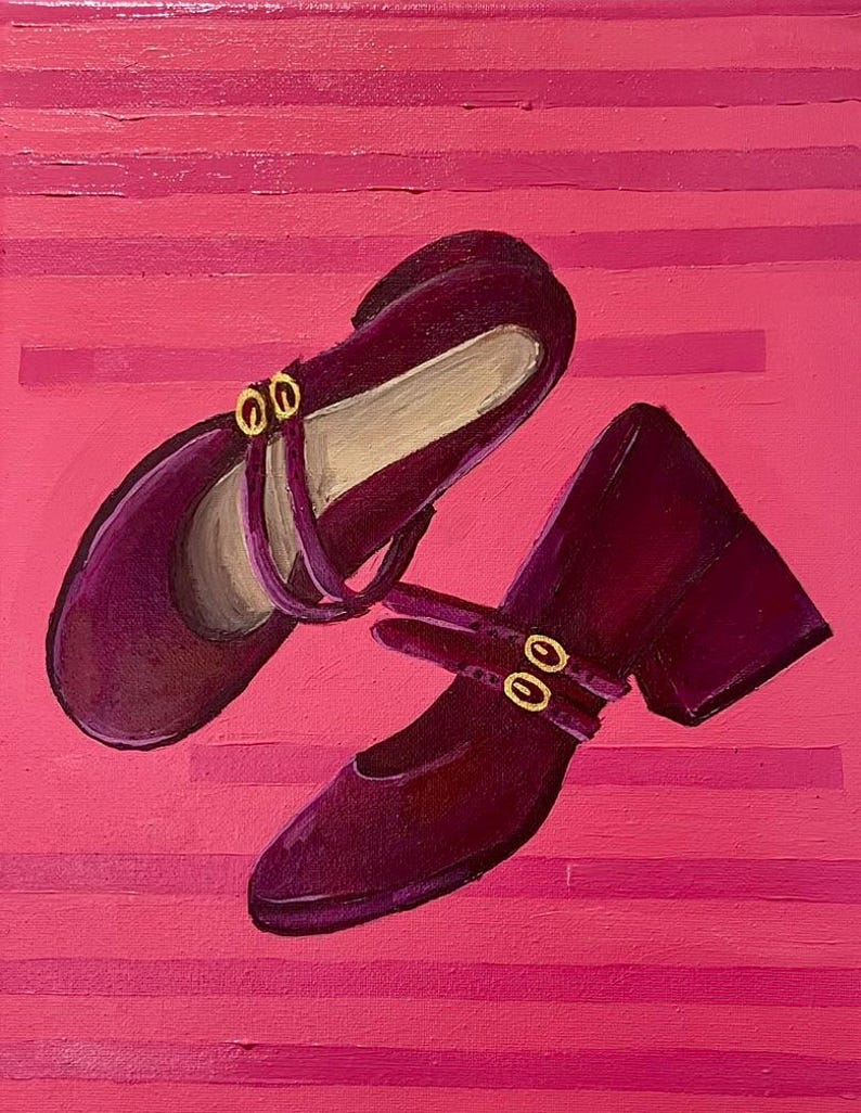 Pink Mary Janes Acrylic Painting - Etsy