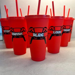 Personalised Kids Gaming Cold Cup With Lid & Straw, Birthday Party ...