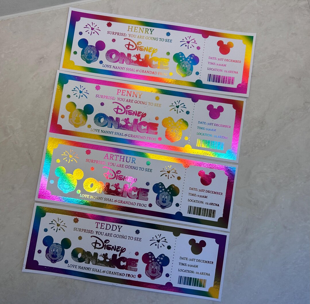 Foiled Disney on Ice Ticket / Personalised / Surprise / Christmas ...