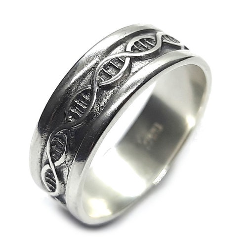 Sterling Silver Ring DNA Band 8mm Wide Genuine Solid - Etsy