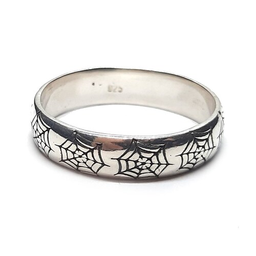 Sterling Silver Ring Band Spider Web 6mm Wide Genuine Solid - Etsy