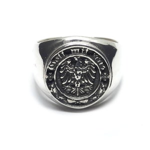 Genuine Sterling Silver Mens Ring Eagle German Coat of Arms Solid ...