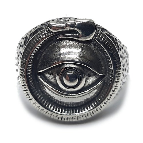 Sterling Silver Ring Eye Uroboros Snake Genuine Solid | Etsy