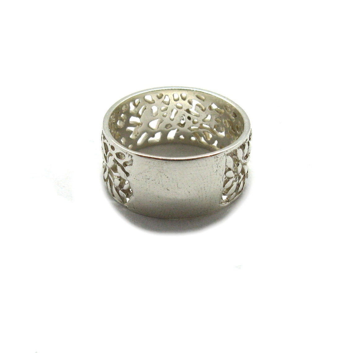 R001875 Sterling Silver Ring Solid 925 Floral Band - Etsy