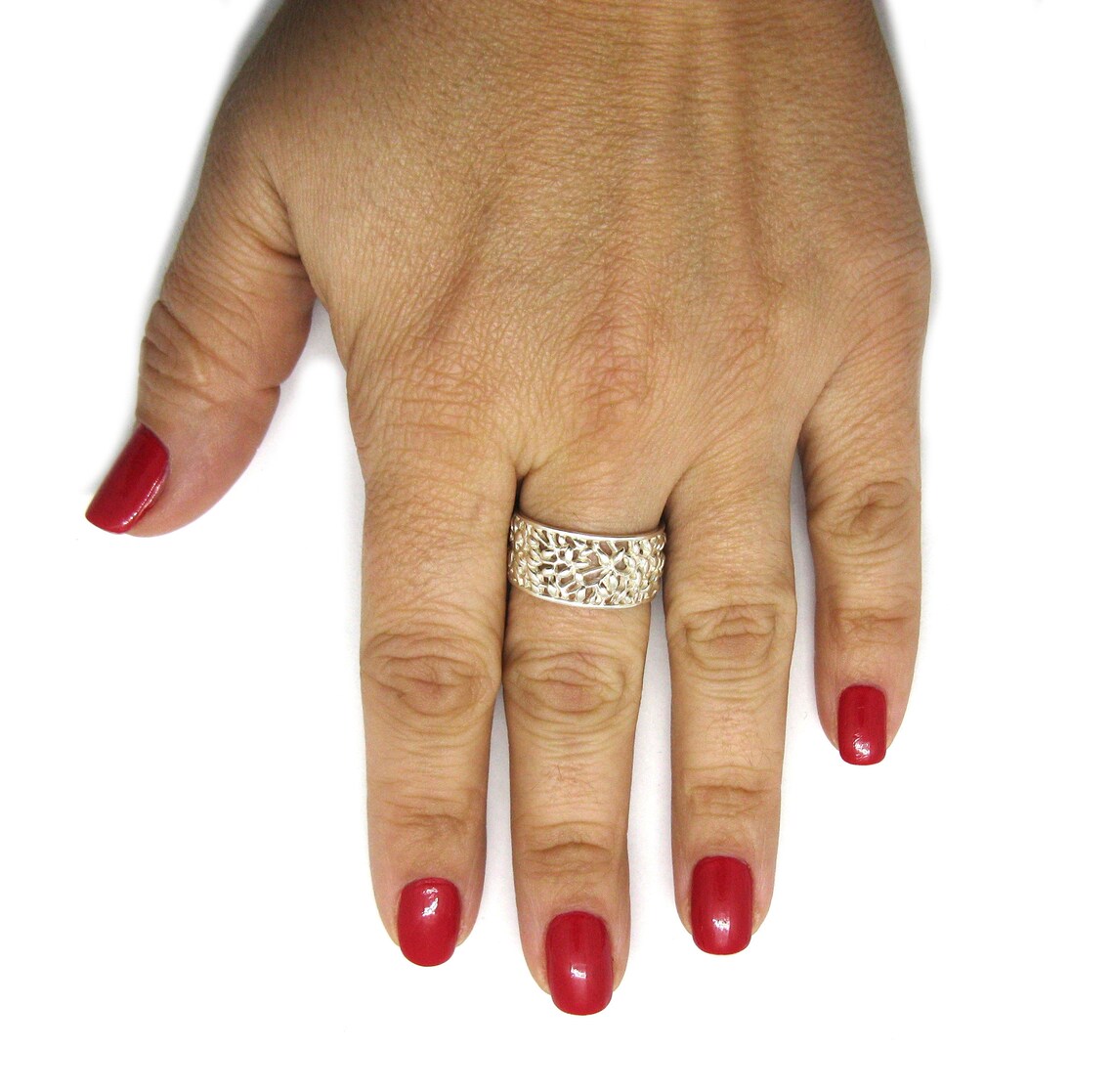 R001875 Sterling Silver Ring Solid 925 Floral Band - Etsy