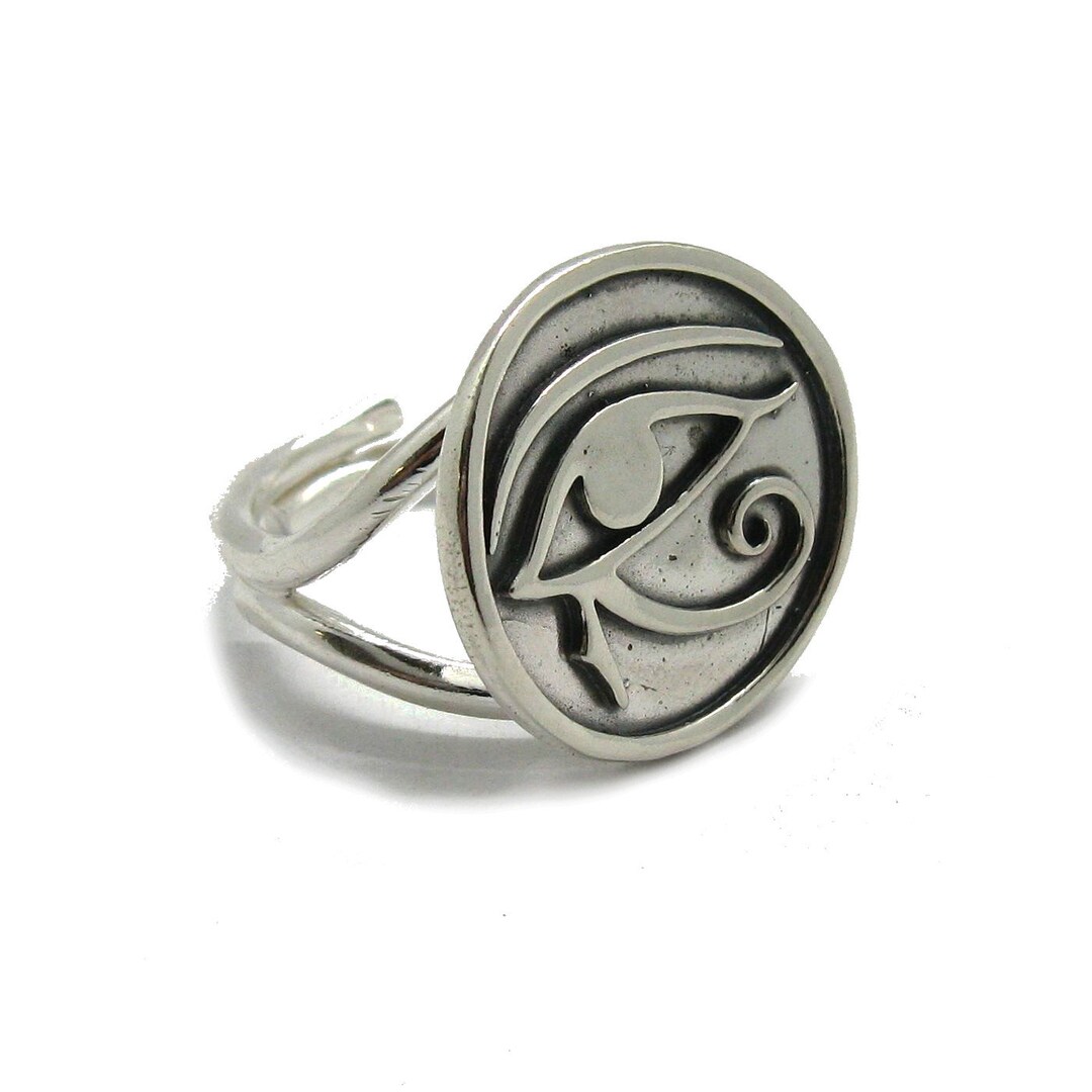 Sterling Silver Ring Amon Ra's Eye Solid Stamoed 925 Adjustable Size ...