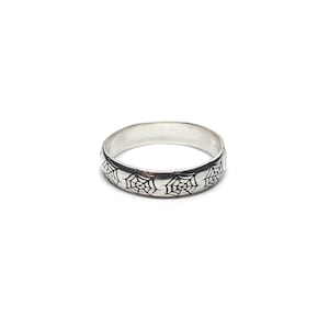 Sterling Silver Ring Band Spider Web 6mm Wide Genuine Solid Hallmarked ...