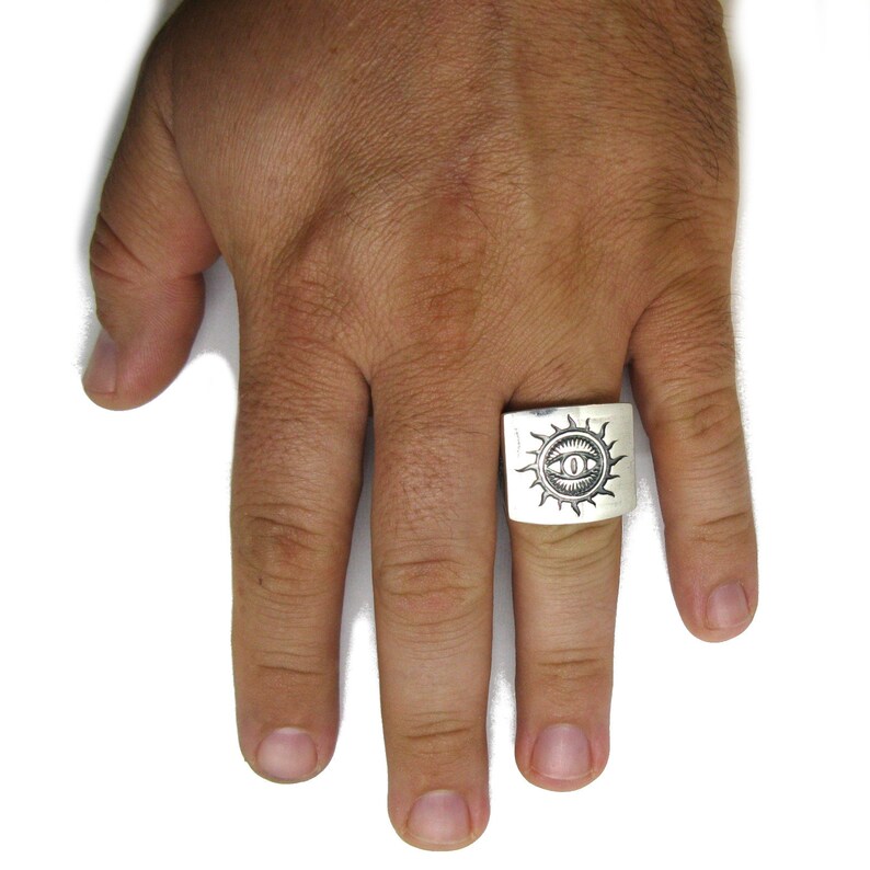Sterling Silver Men Ring Eye and Sun Solid Hallmarked 925 R002000 - Etsy