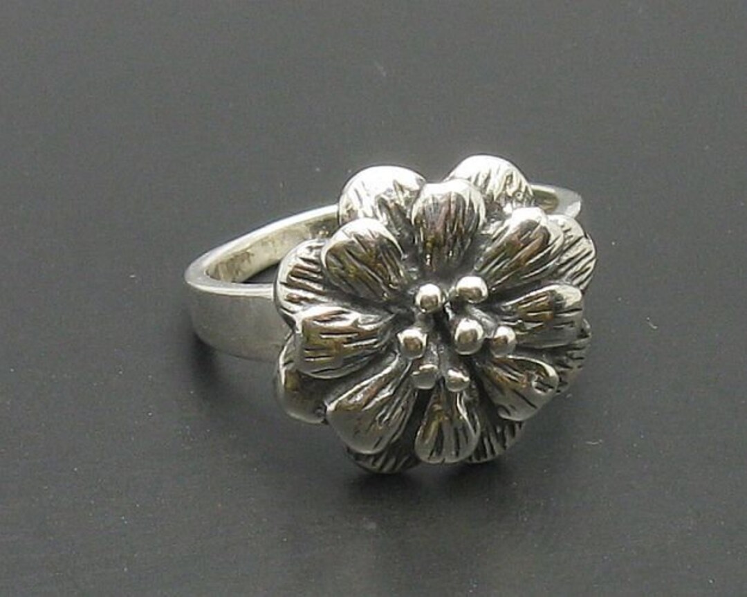 Sterling Silver Ring Flower Solid Genuine Stamped 925 - Etsy
