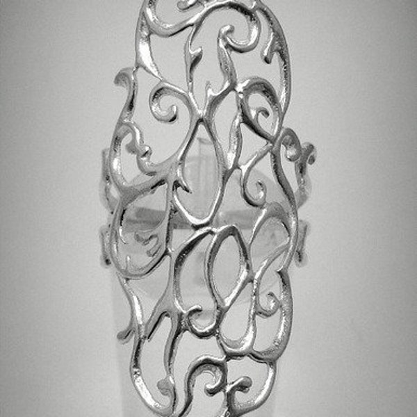 Long Silver Ring - Etsy