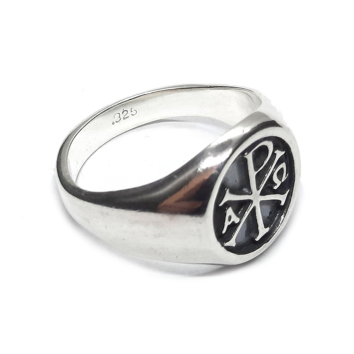 Sterling Silver Men Ring Chi Rho Alpha Omega Solid Hallmarked - Etsy