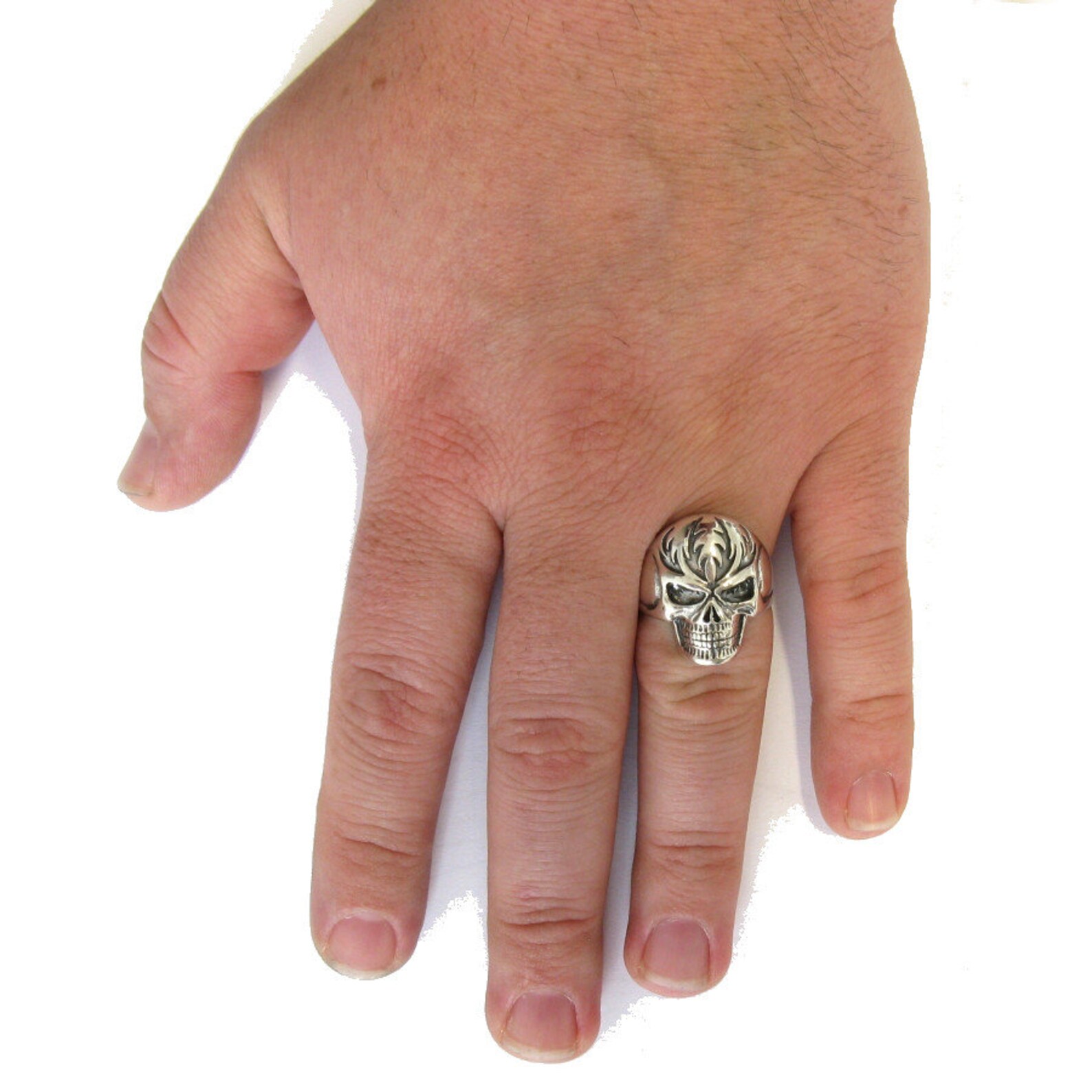 R001531 STERLING SILVER Skull Ring Solid 925 - Etsy